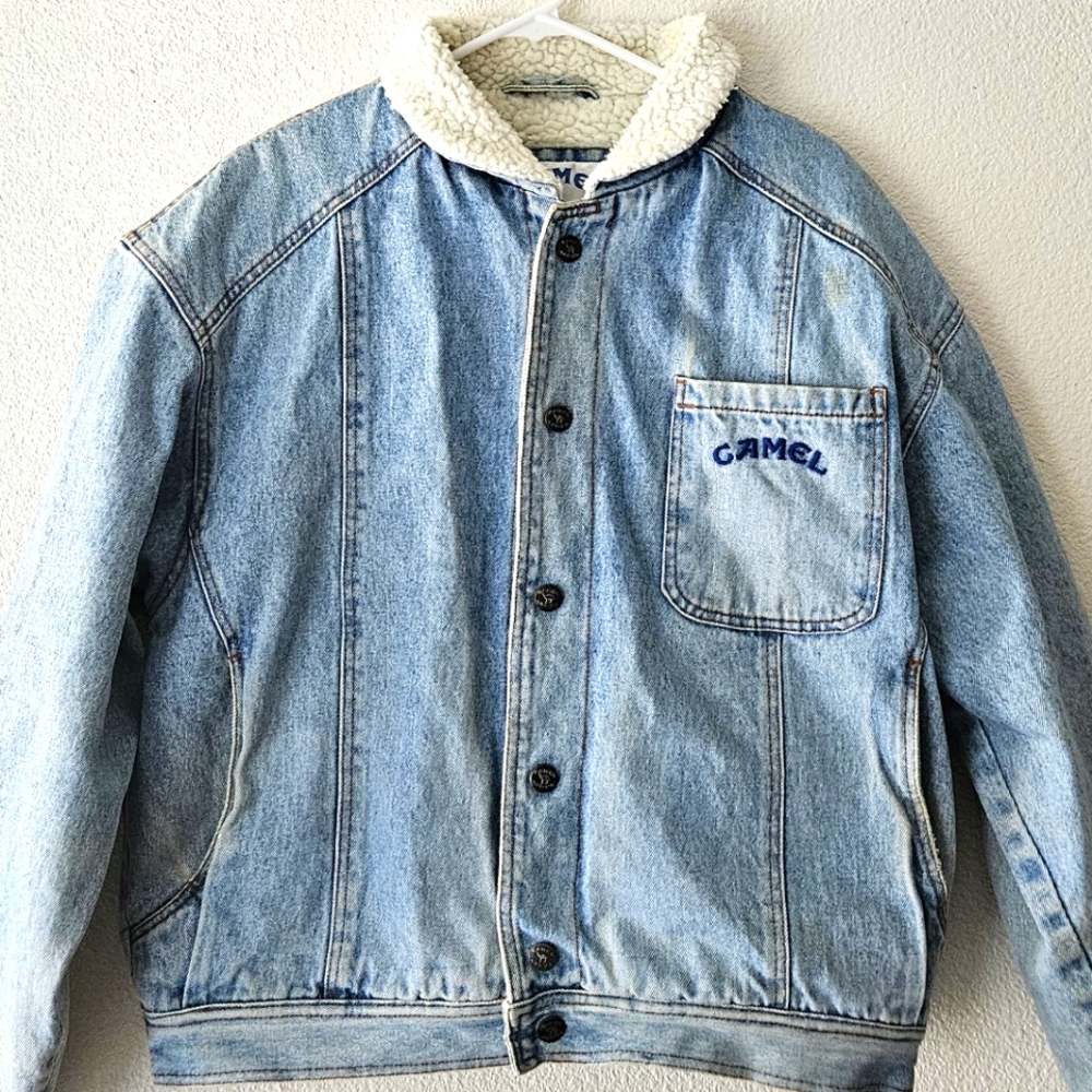 Vintage Joe Camel Cigarettes Sherpa Lined Denim Jacket - Gem